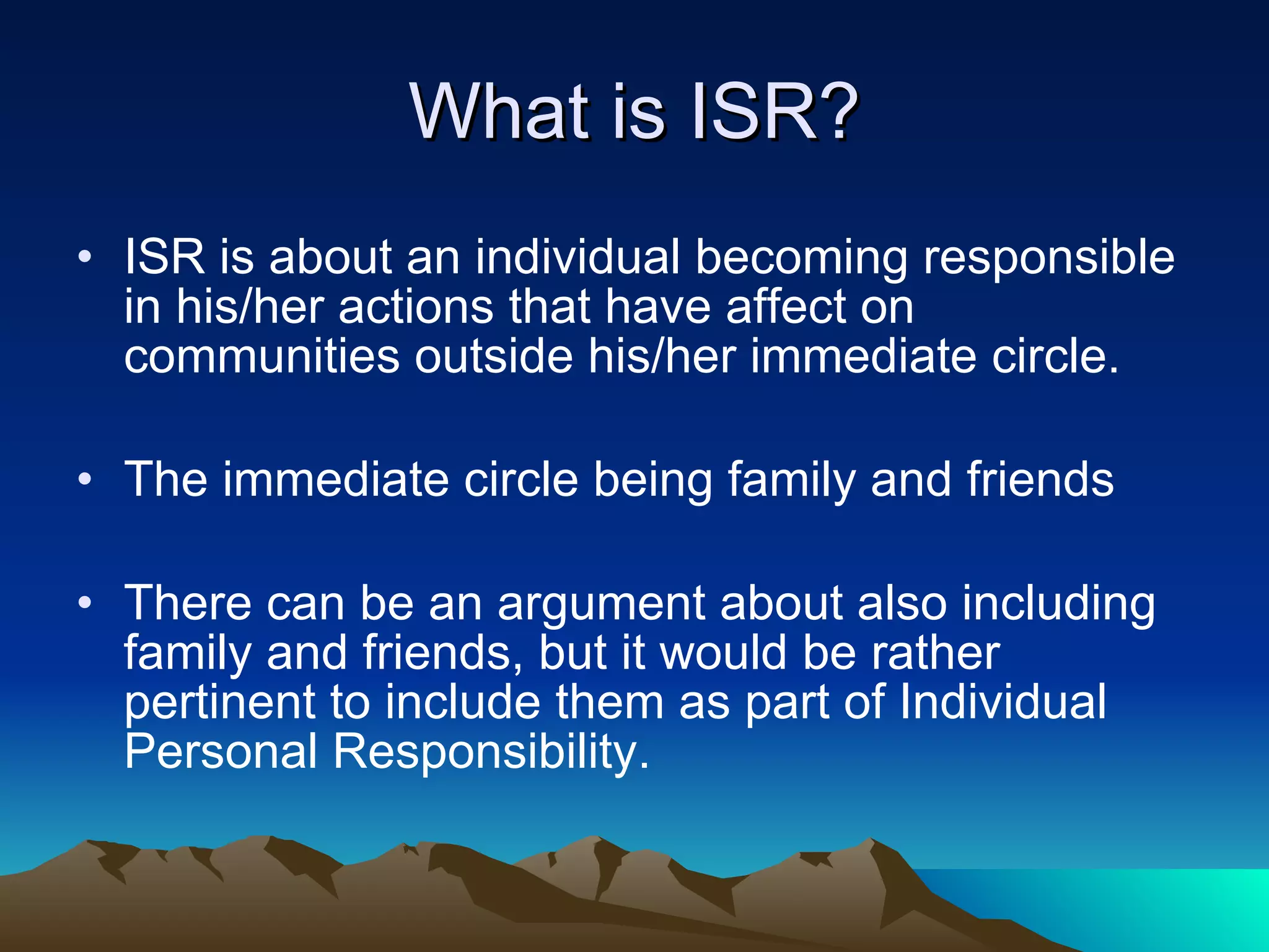 ISR- Individual Social Responsibility | PPT