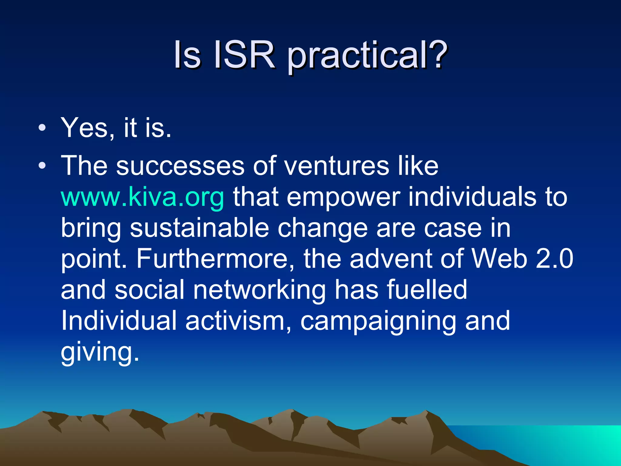 ISR- Individual Social Responsibility | PPT