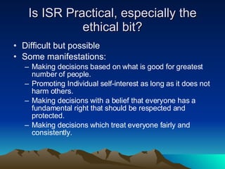 ISR- Individual Social Responsibility | PPT