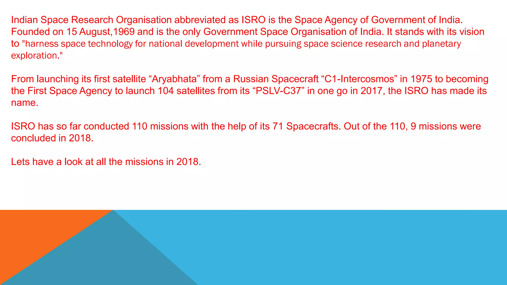 All Missions by ISRO in 2018. | PPT