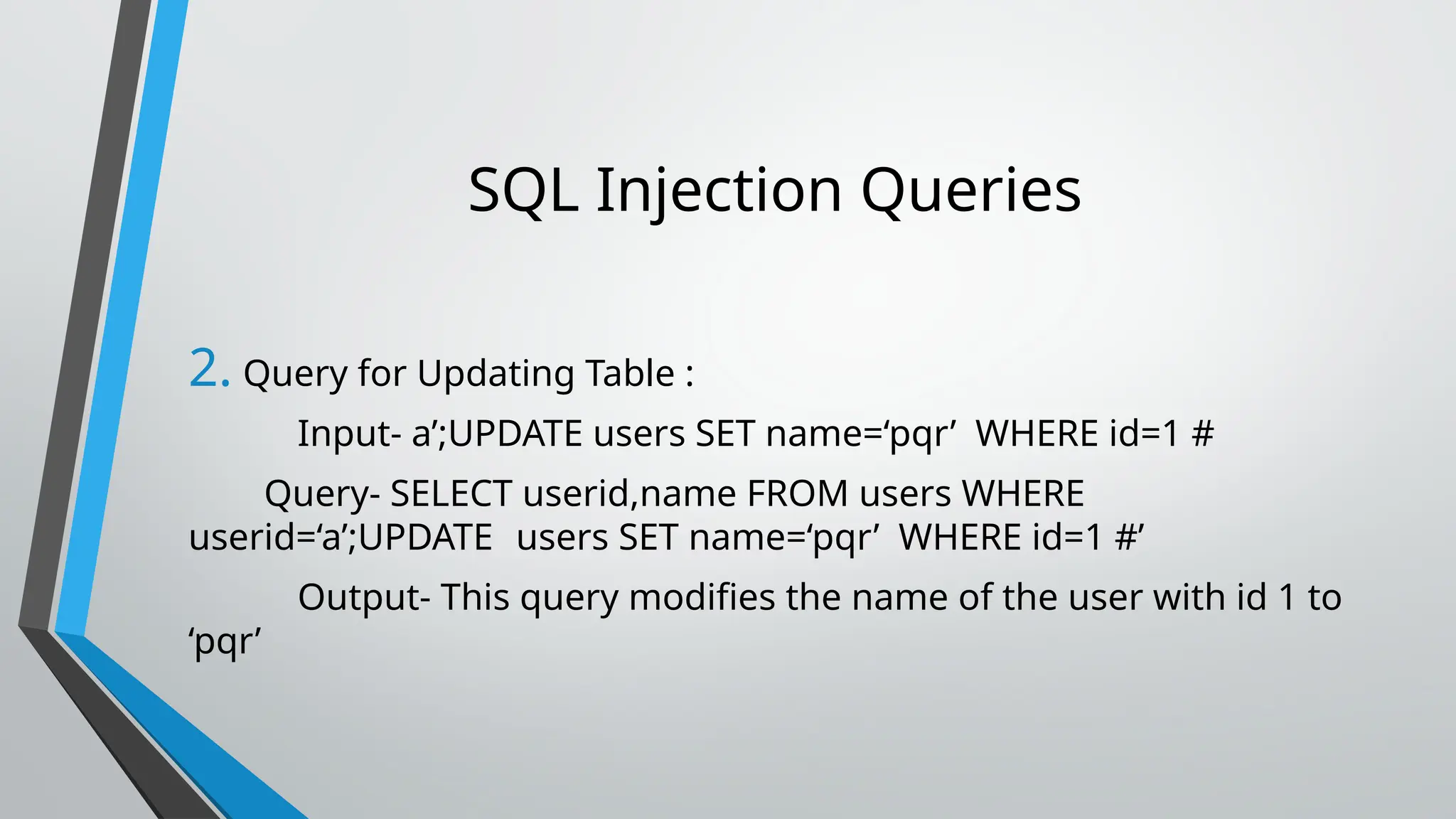 cybersecurity and sql injection for students | PPT