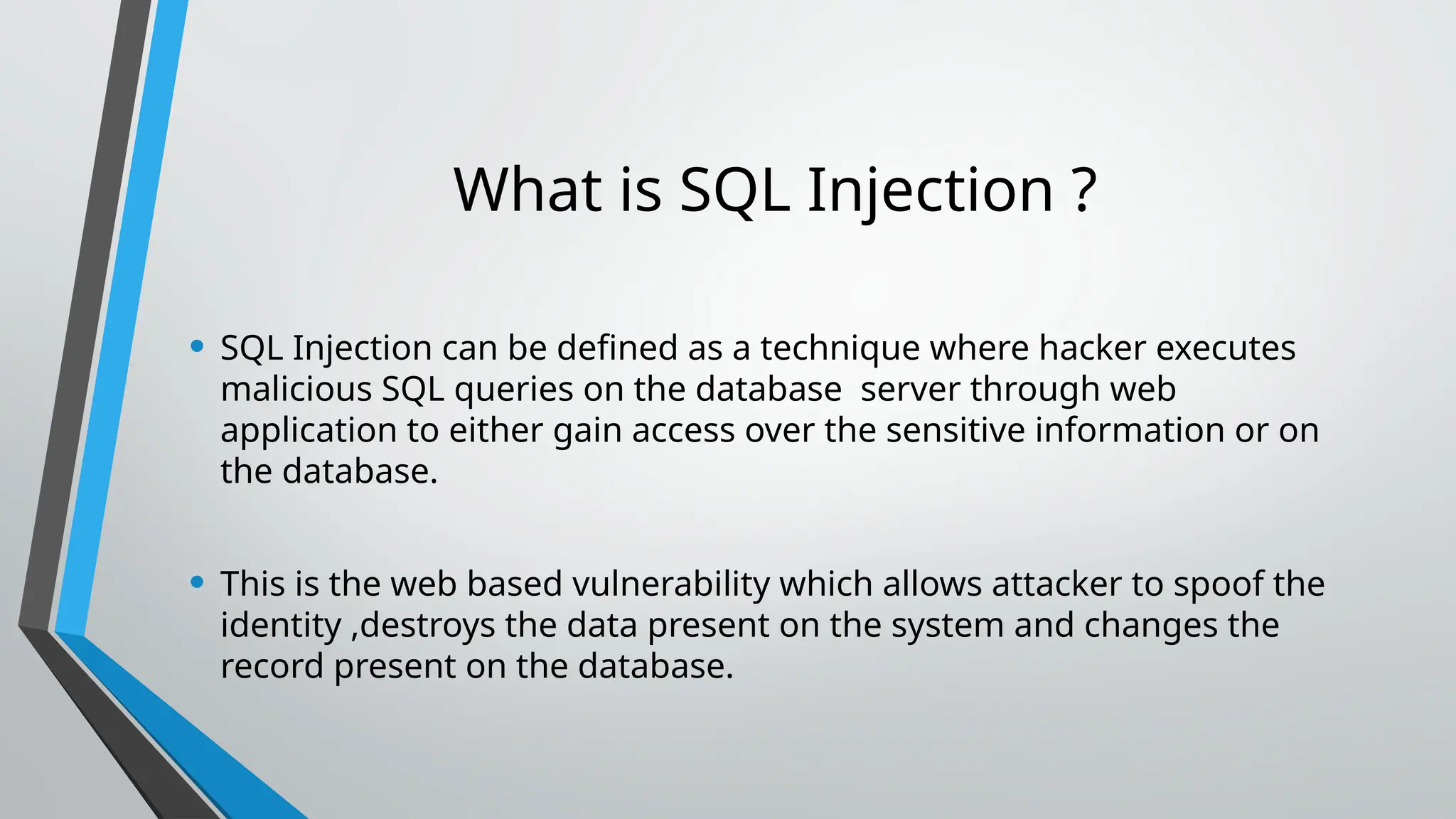 cybersecurity and sql injection for students | PPT