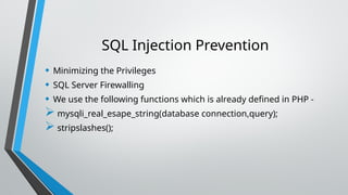 cybersecurity and sql injection for students | PPT