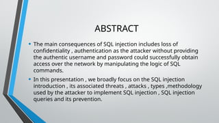 cybersecurity and sql injection for students | PPT