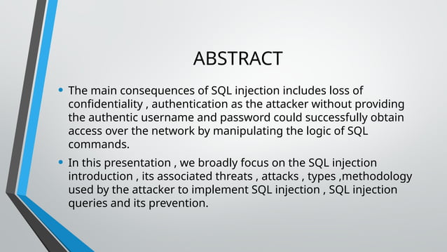 cybersecurity and sql injection for students | PPT