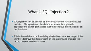 cybersecurity and sql injection for students | PPT