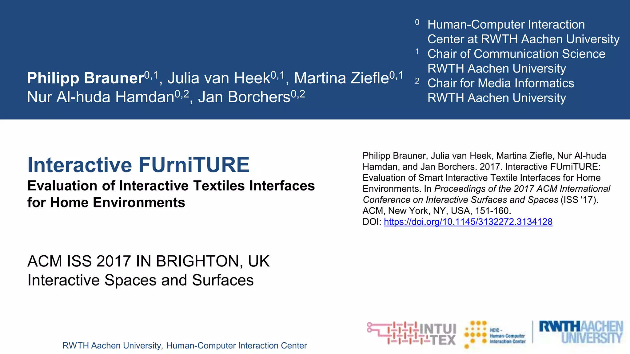 Interactive FUrniTURE: Evaluation of Smart Interactive Textile ...
