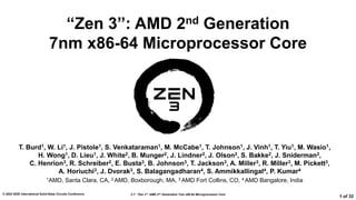 “Zen 3”: AMD 2nd Generation 7nm x86-64 Microprocessor Core | PPTX