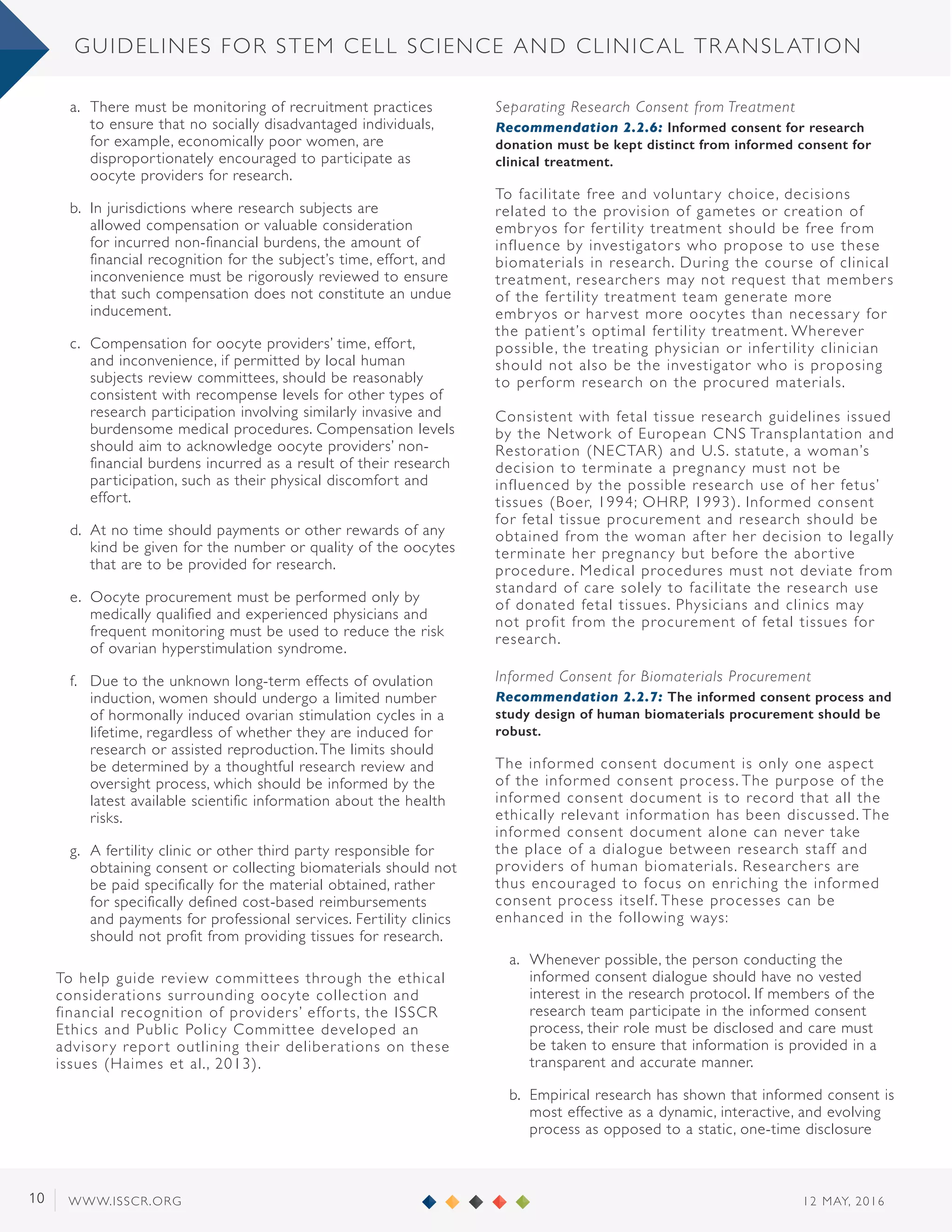 ISSCR Guidelines for Stem Cell Science and Clinical Translation | PDF