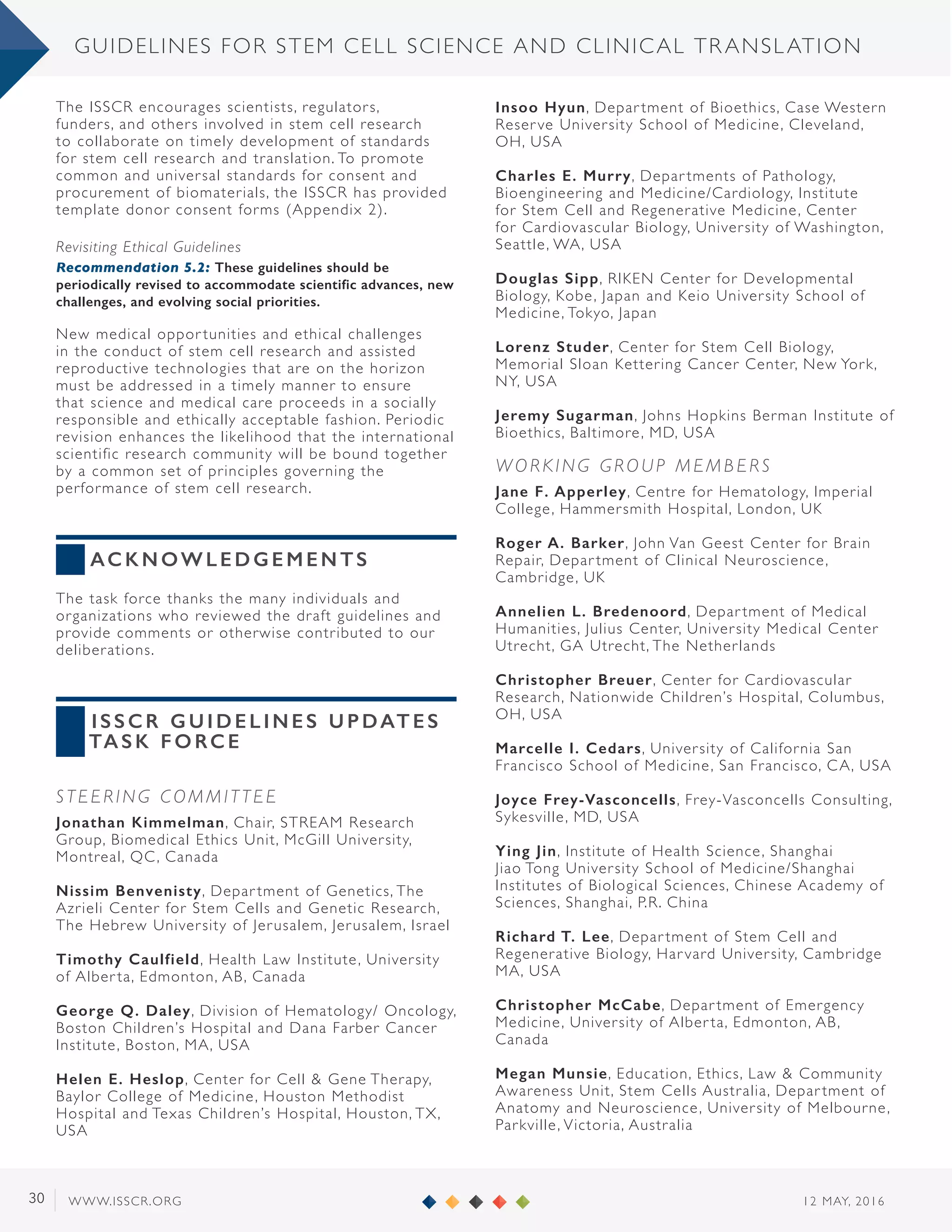 ISSCR Guidelines for Stem Cell Science and Clinical Translation | PDF