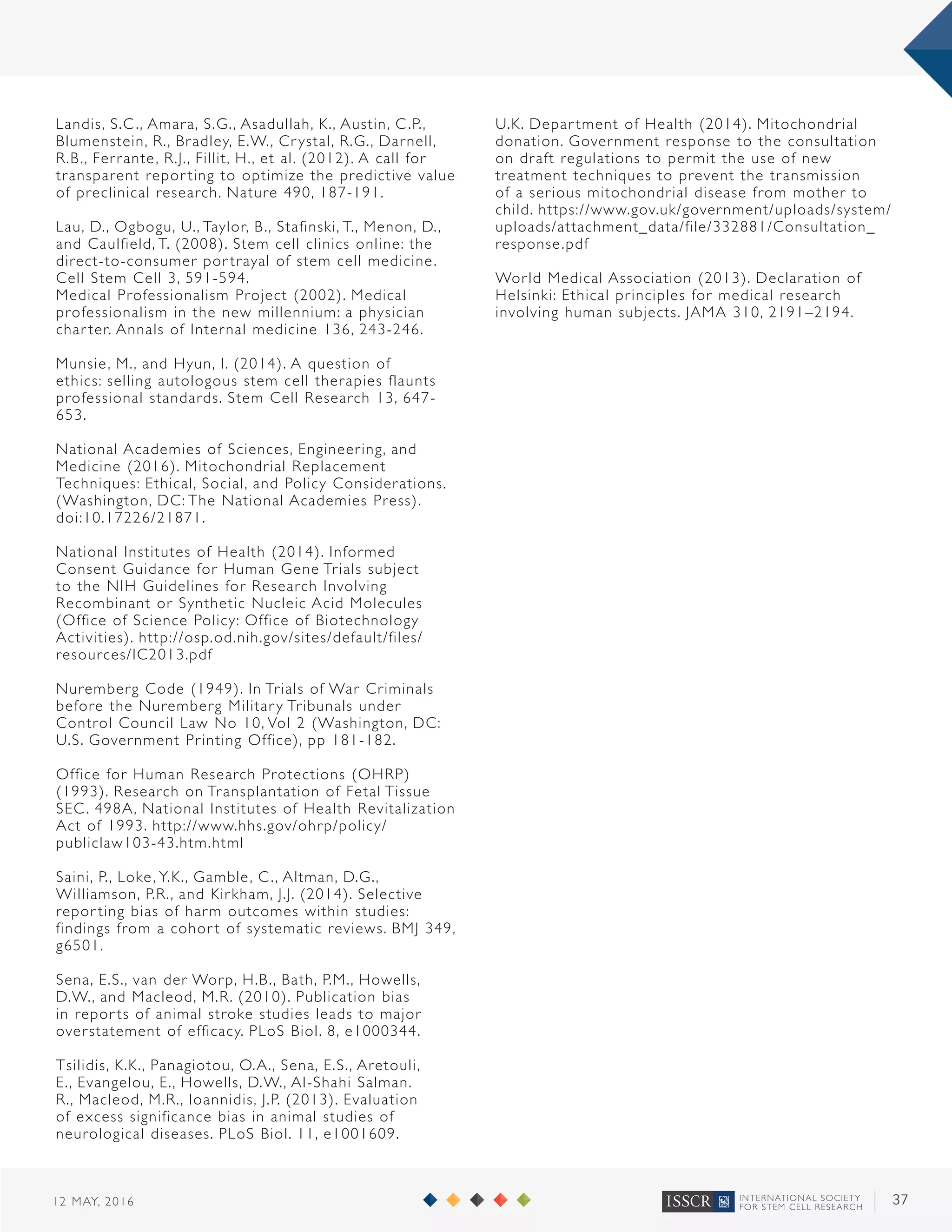 ISSCR Guidelines for Stem Cell Science and Clinical Translation | PDF