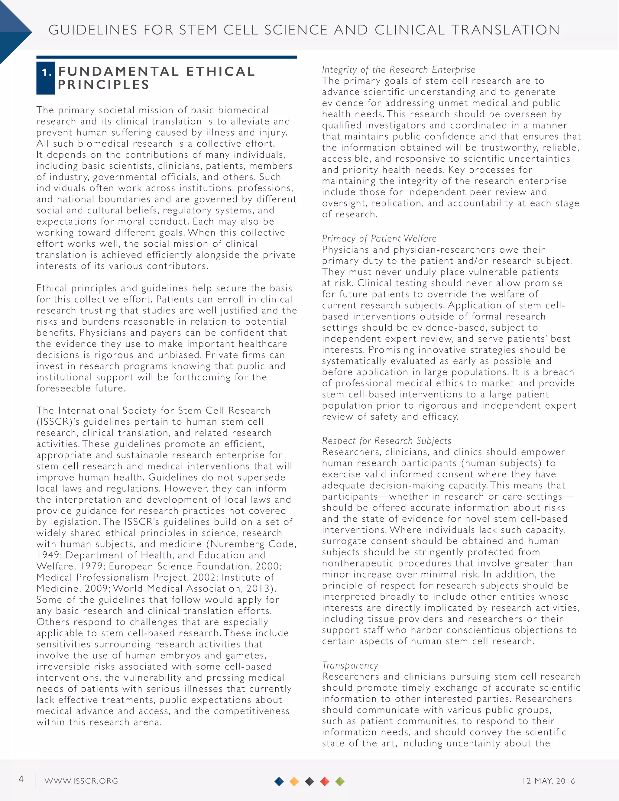 ISSCR Guidelines for Stem Cell Science and Clinical Translation | PDF