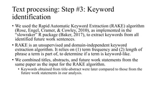 Using a keyword extraction pipeline to understand concepts in future work sections of research ...