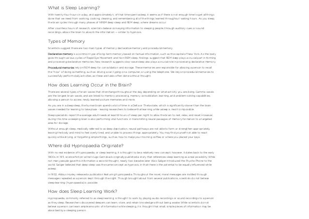 Is Sleep Learning Real? | PPT