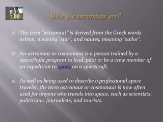 Training of astronauts | PPTX