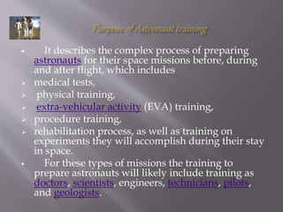 Training of astronauts | PPTX