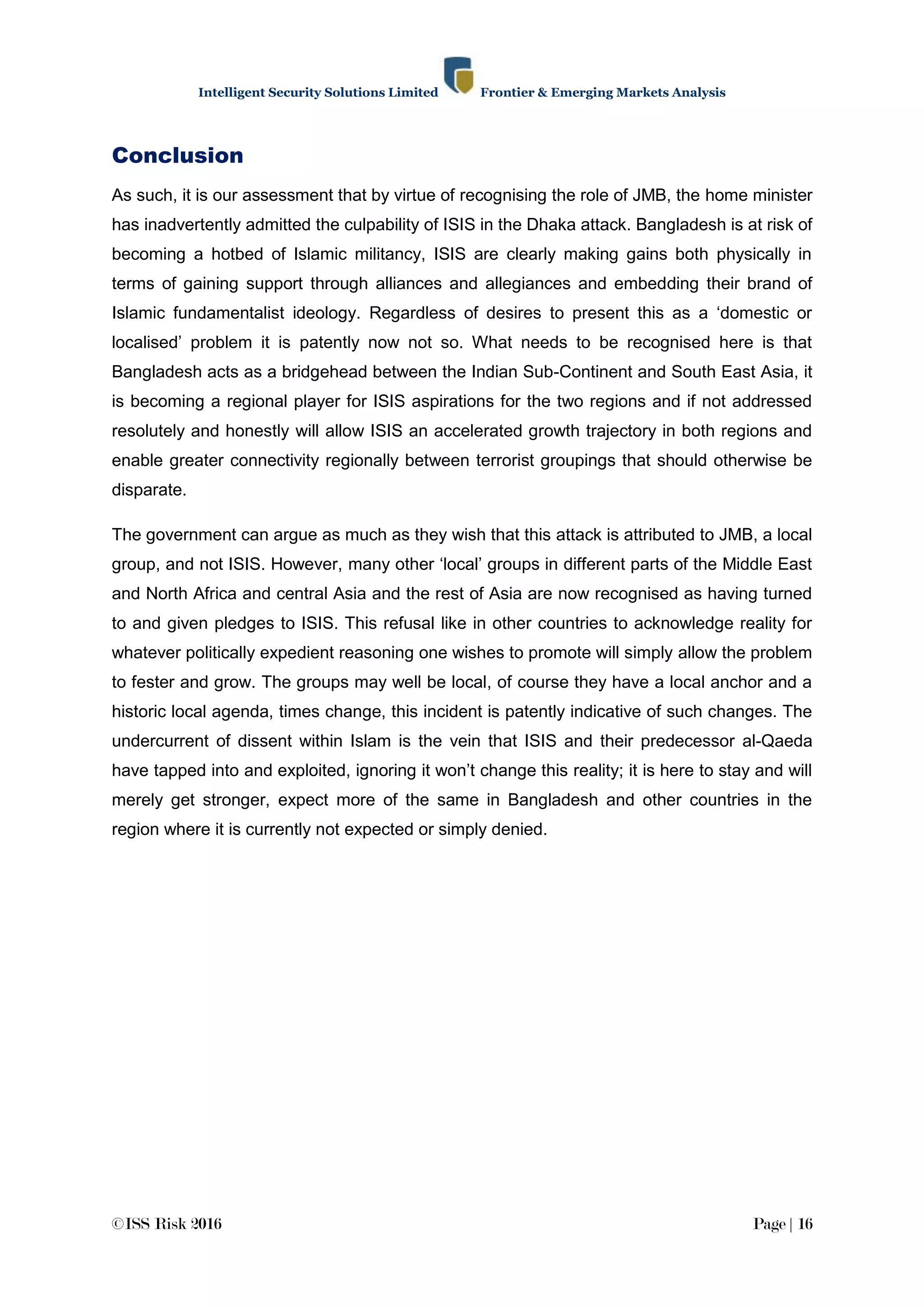 Dhaka terrorist attack July 2016 - An assessment | PDF