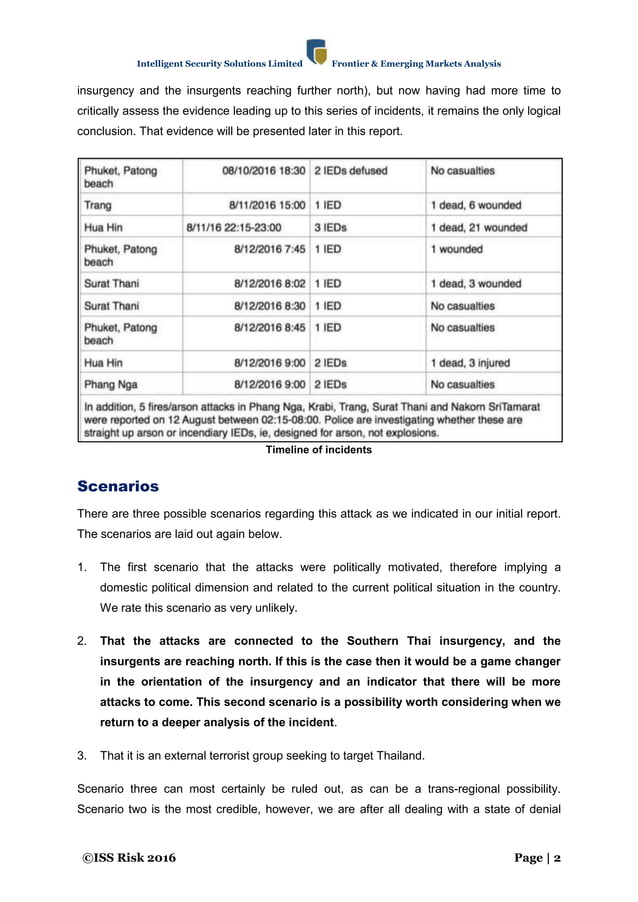 Thailand Coordinated Bombings, 10-12 August, 2016: An Escalation of the ...