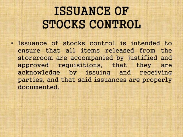 ISSUANCE CONTROL | PPTX | Logistics | Business