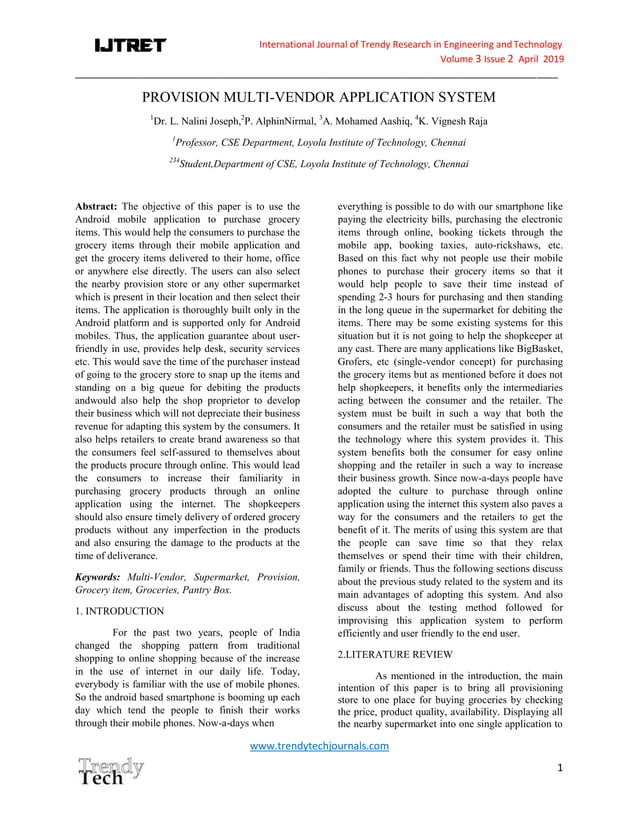 PROVISION MULTI-VENDOR APPLICATION SYSTEM | PDF