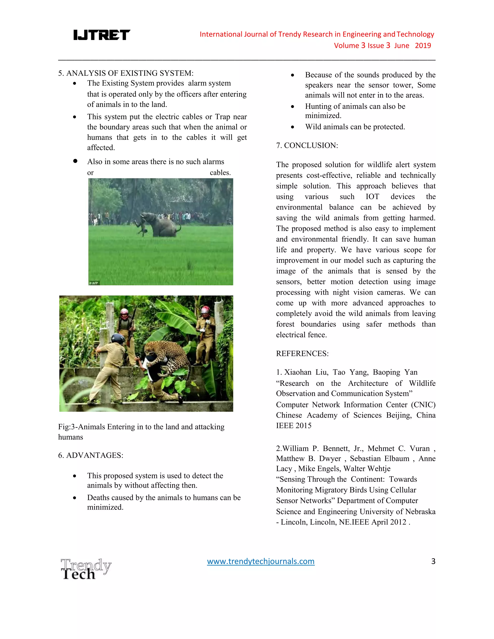 WARNING SYSTEM FROM THREAT OF WILD ANIMALS USING IOT | PDF | Internet ...