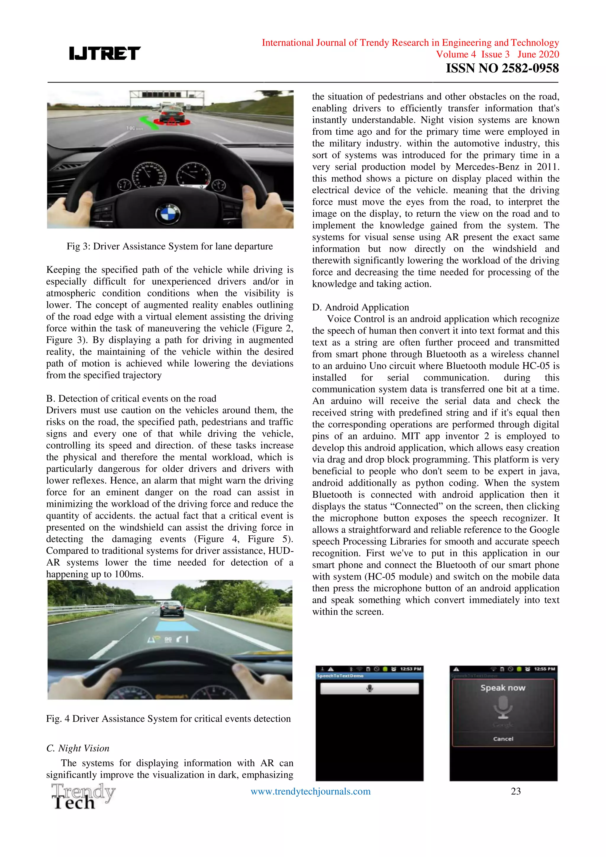 DRIVER ASSISTANCE FOR HEARING IMPAIRED PEOPLE USING AUGMENTED REALITY | PDF