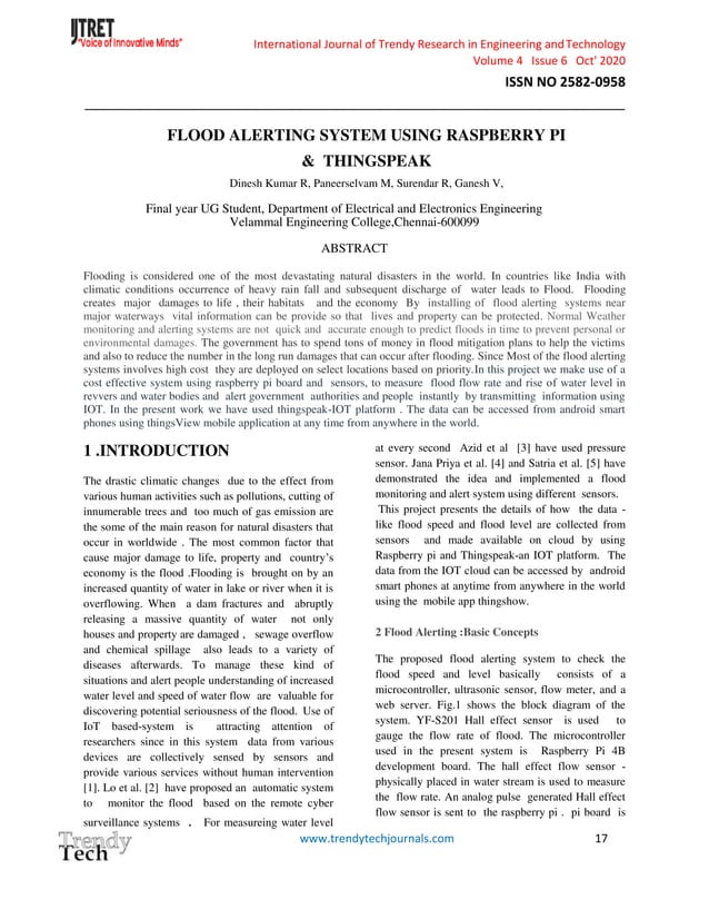 FLOOD ALERTING SYSTEM USING RASPBERRY PI & THINGSPEAK | PDF