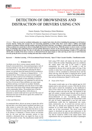 DETECTION OF DROWSINESS AND DISTRACTION OF DRIVERS USING CNN | PDF