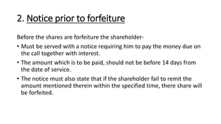 Issue and forfeiture of shares | PPTX