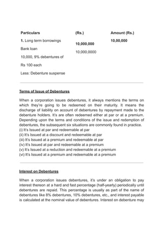 Issue And Redemption Of Debentures Pdf