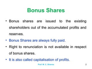 Issue of bonus shares in india | PPT