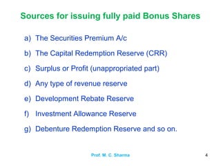 Issue of bonus shares in india | PPT
