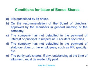 Issue of bonus shares in india | PPT