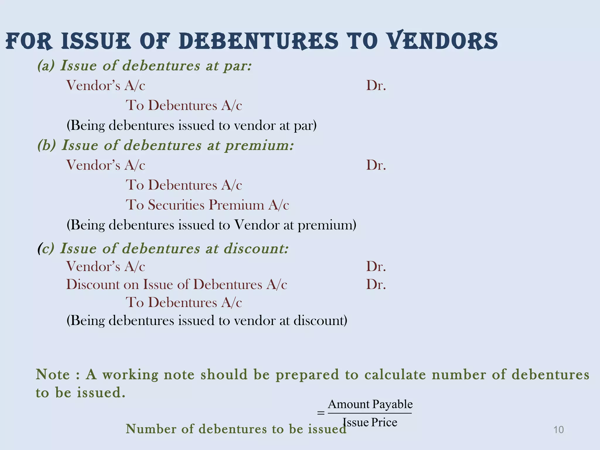 Issue of debentures | PPT
