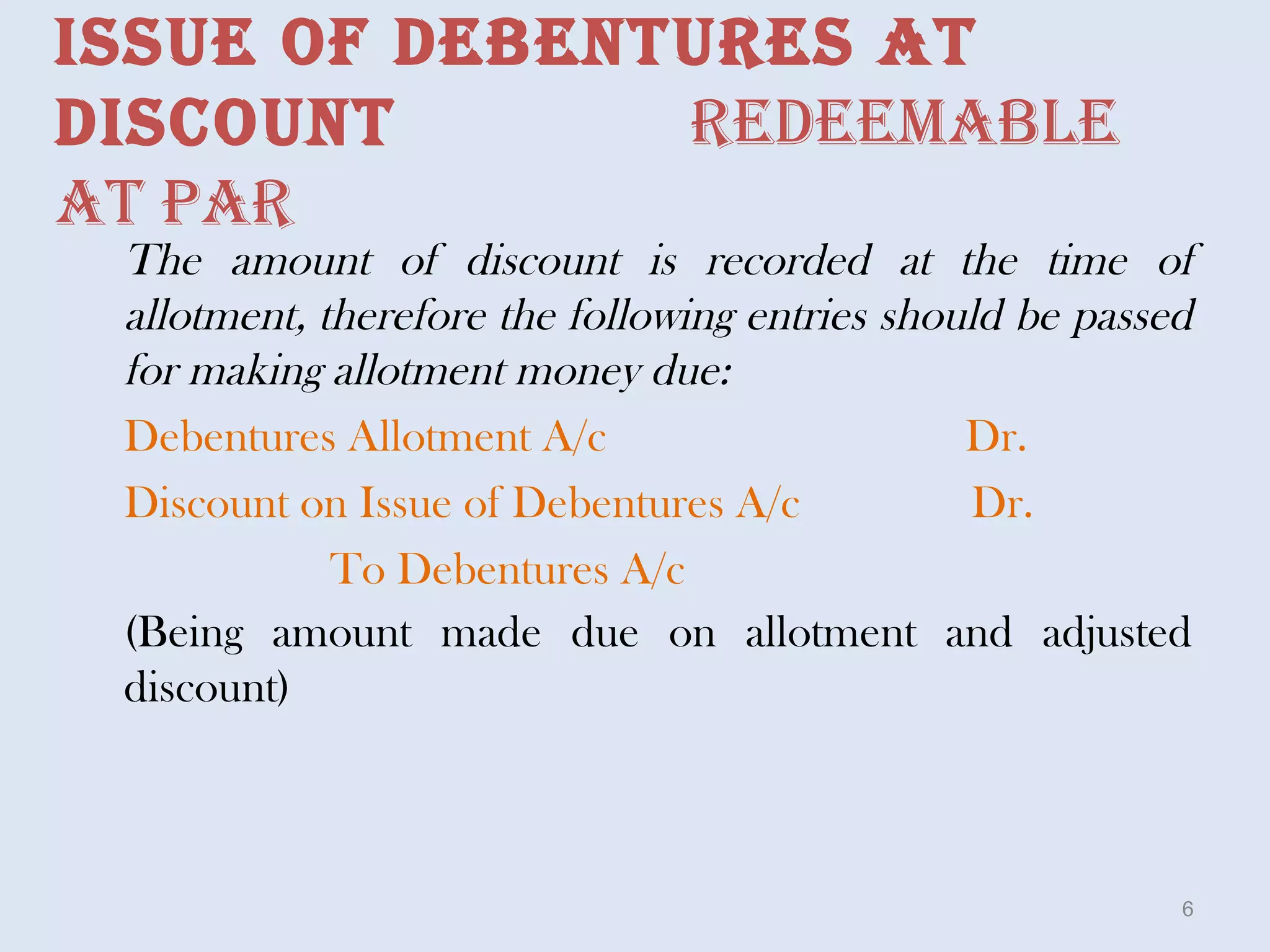 Issue of debentures | PPT