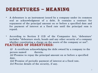 Issue of debentures | PPT