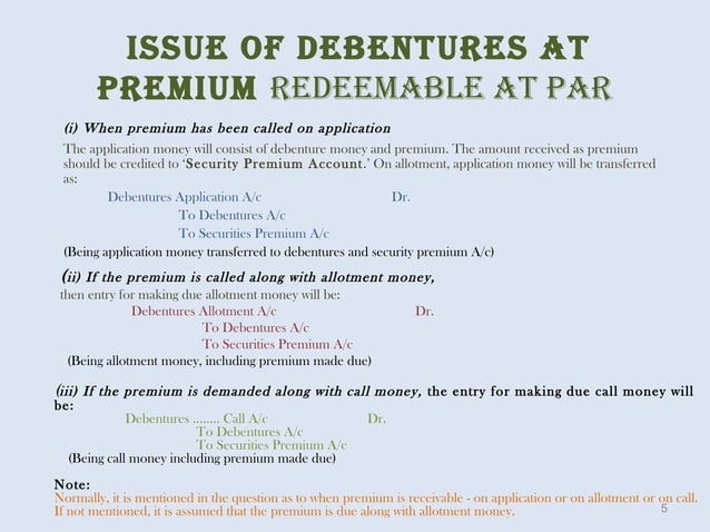 Issue of debentures | PPT | Home Financing | Personal Debt