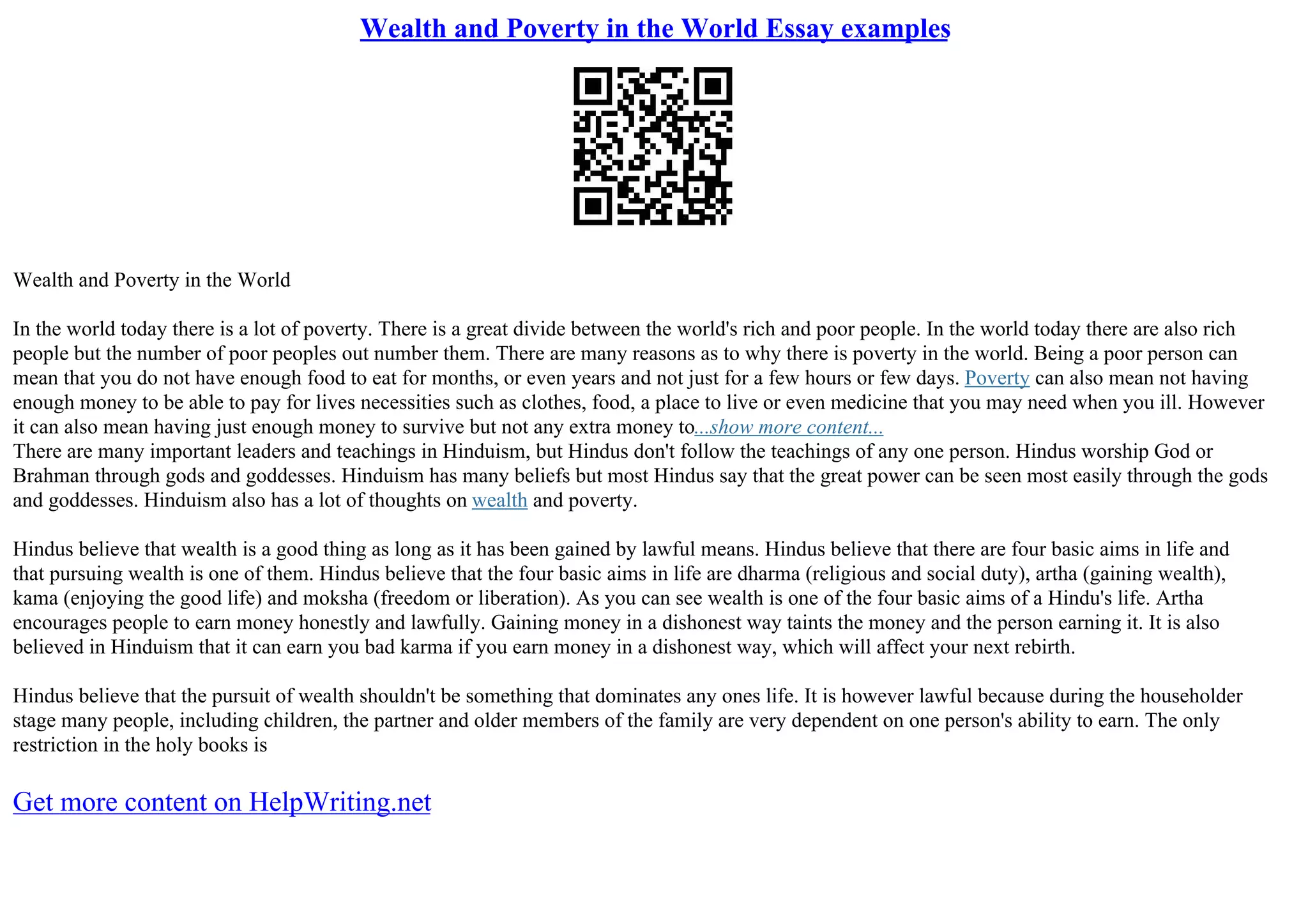 Issue Of Poverty In The World Essay | PDF