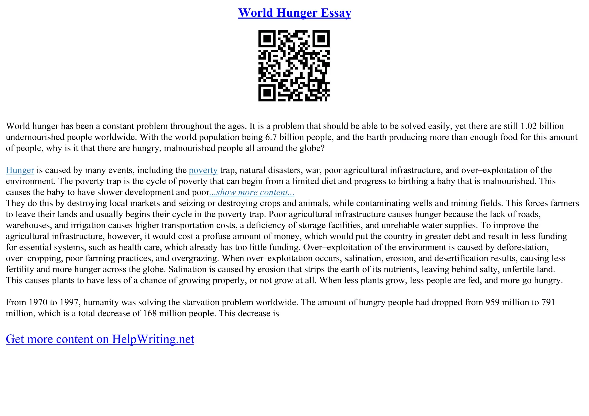 Issue Of Poverty In The World Essay | PDF