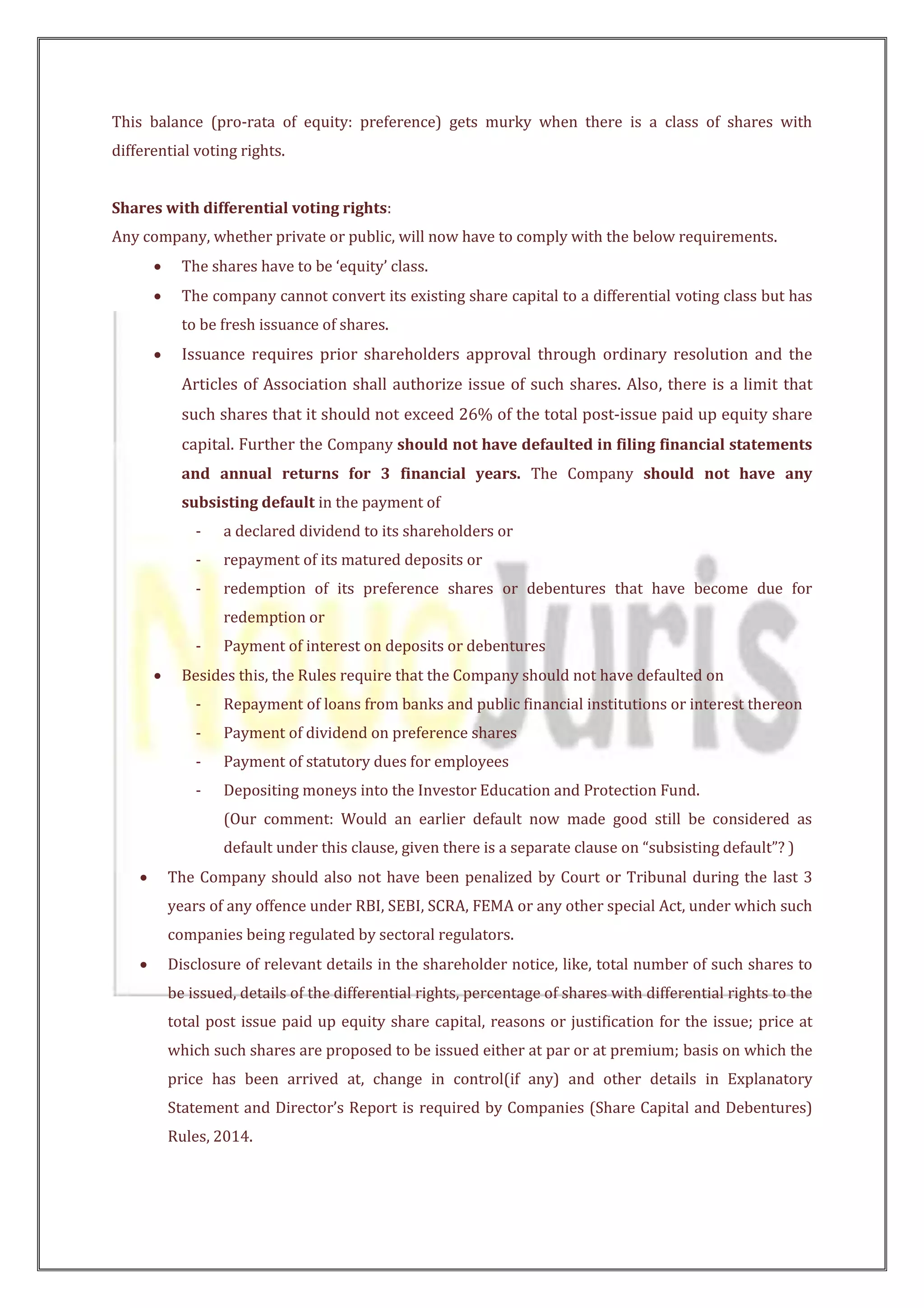 Issuing of Shares with Differential Rights | DOCX | Stocks and Bonds ...