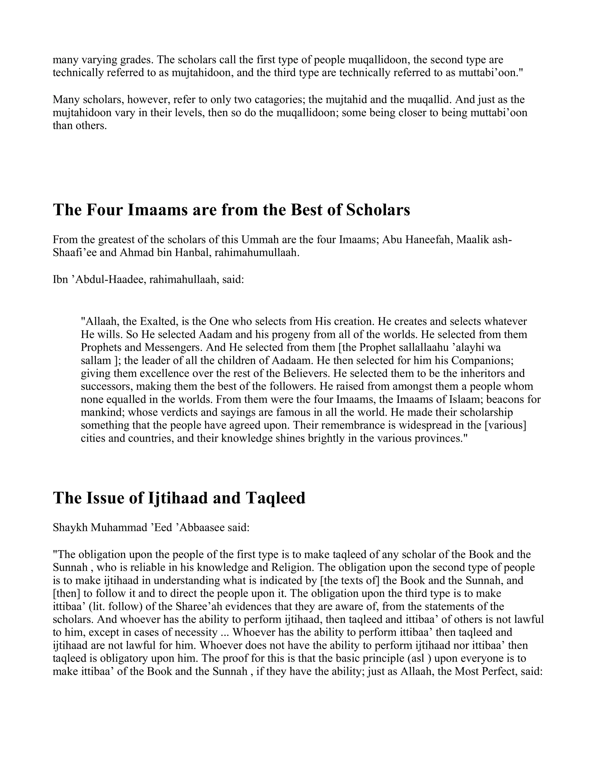 Issue Of Taqleed | PDF