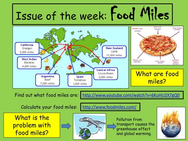 Issue of the week foodmiles | PPTX | Food Movements | Food & Drink