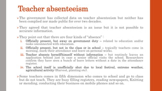 Issue related to teacher motivation, working conditions in urban and ...