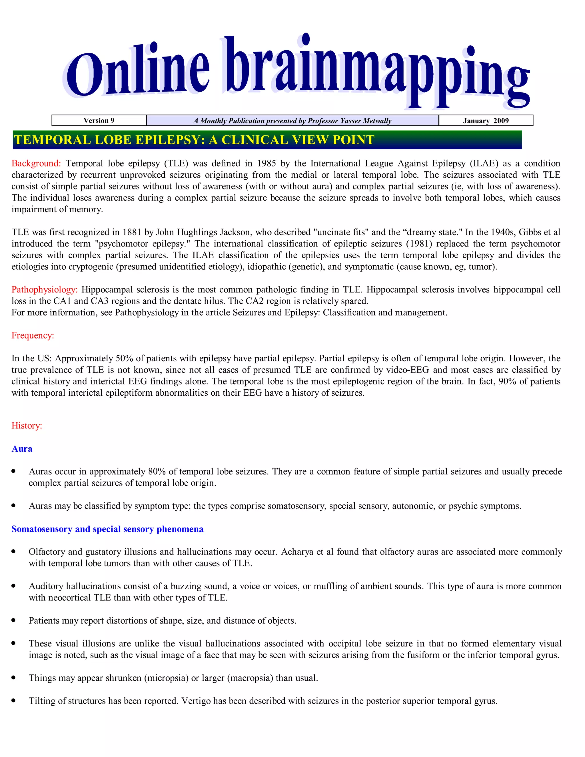 Issues in brainmapping...Temporal lobe epilepsy | PDF