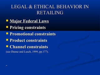 Issues about ethics in retailing | PPT