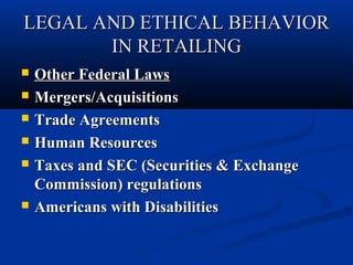 Issues about ethics in retailing | PPT