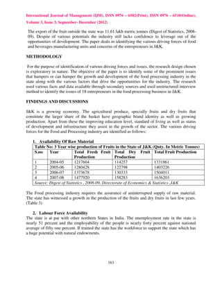Issues and concerns of food processing manufacturing units in j&k | PDF