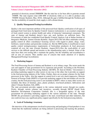 Issues and concerns of food processing manufacturing units in j&k | PDF