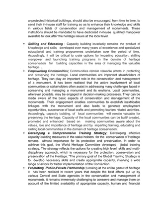Issues and Options for Capacity Building in Heritage Conservation and ...