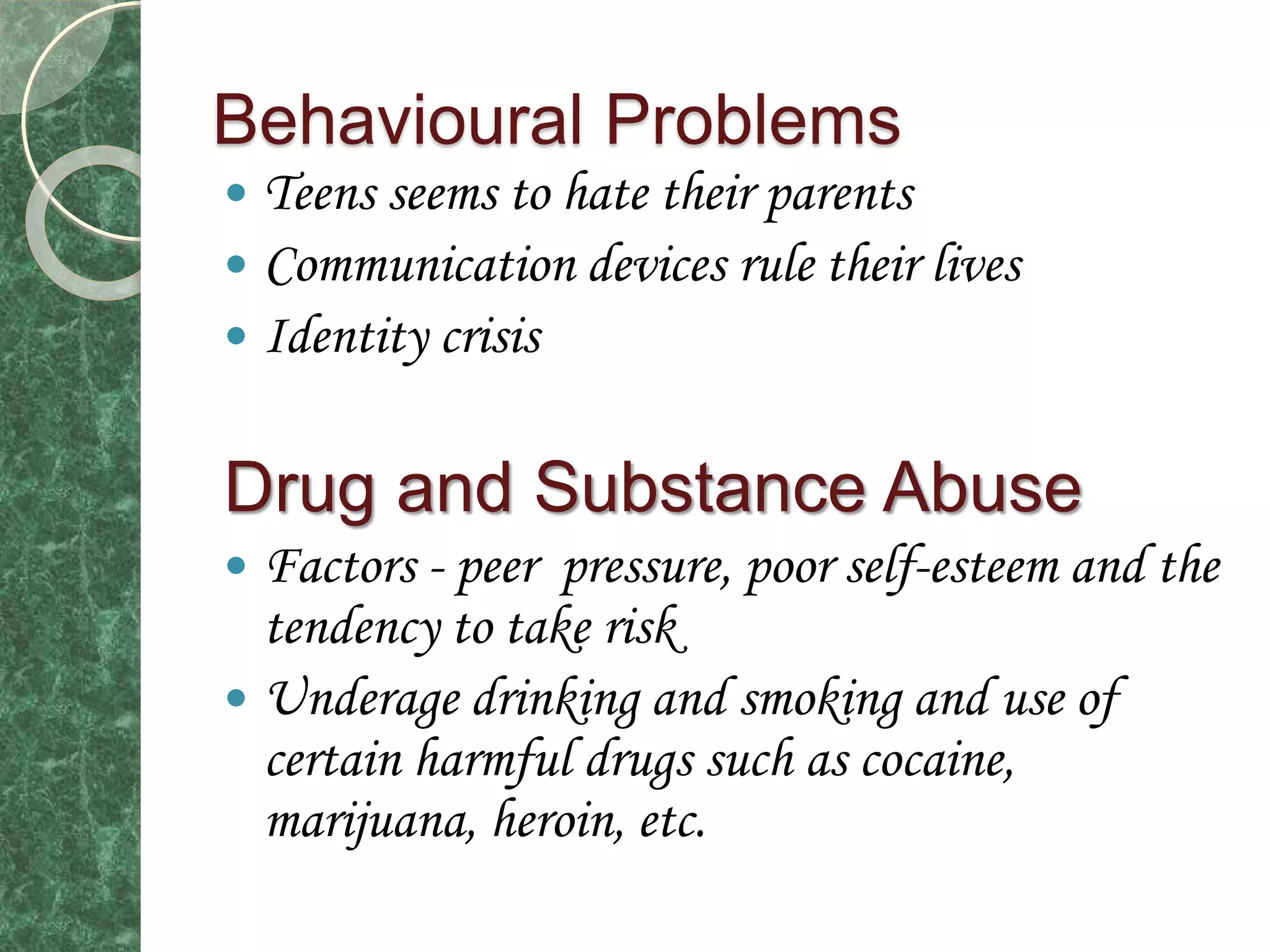 Issues and problems of adolescents | PPTX
